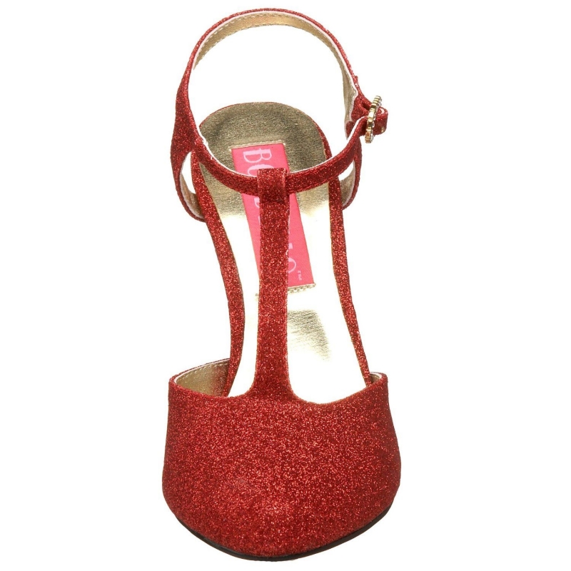 Salomé petit talon rouge à paillette petite taille