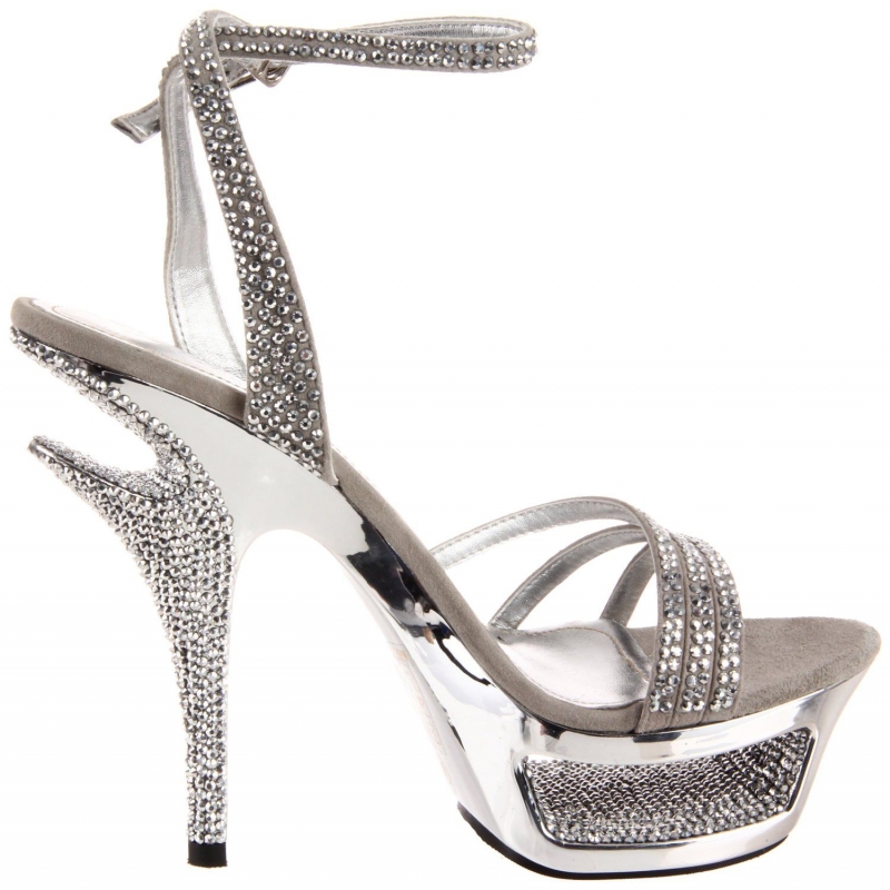 Nu-Pieds haute couture de luxe à talon haut argent