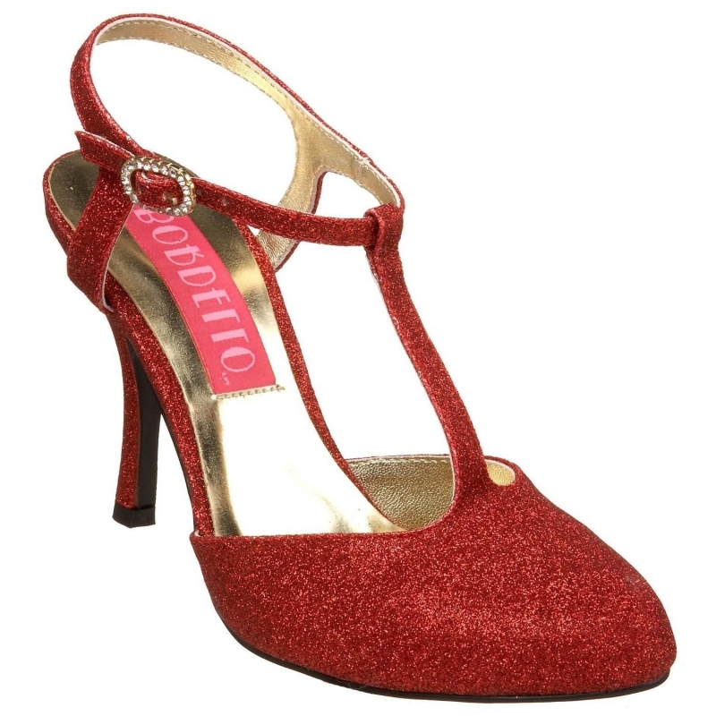 Salomé petit talon rouge à paillette petite taille