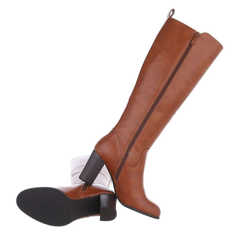 Bottines caramel petit talon bout rond